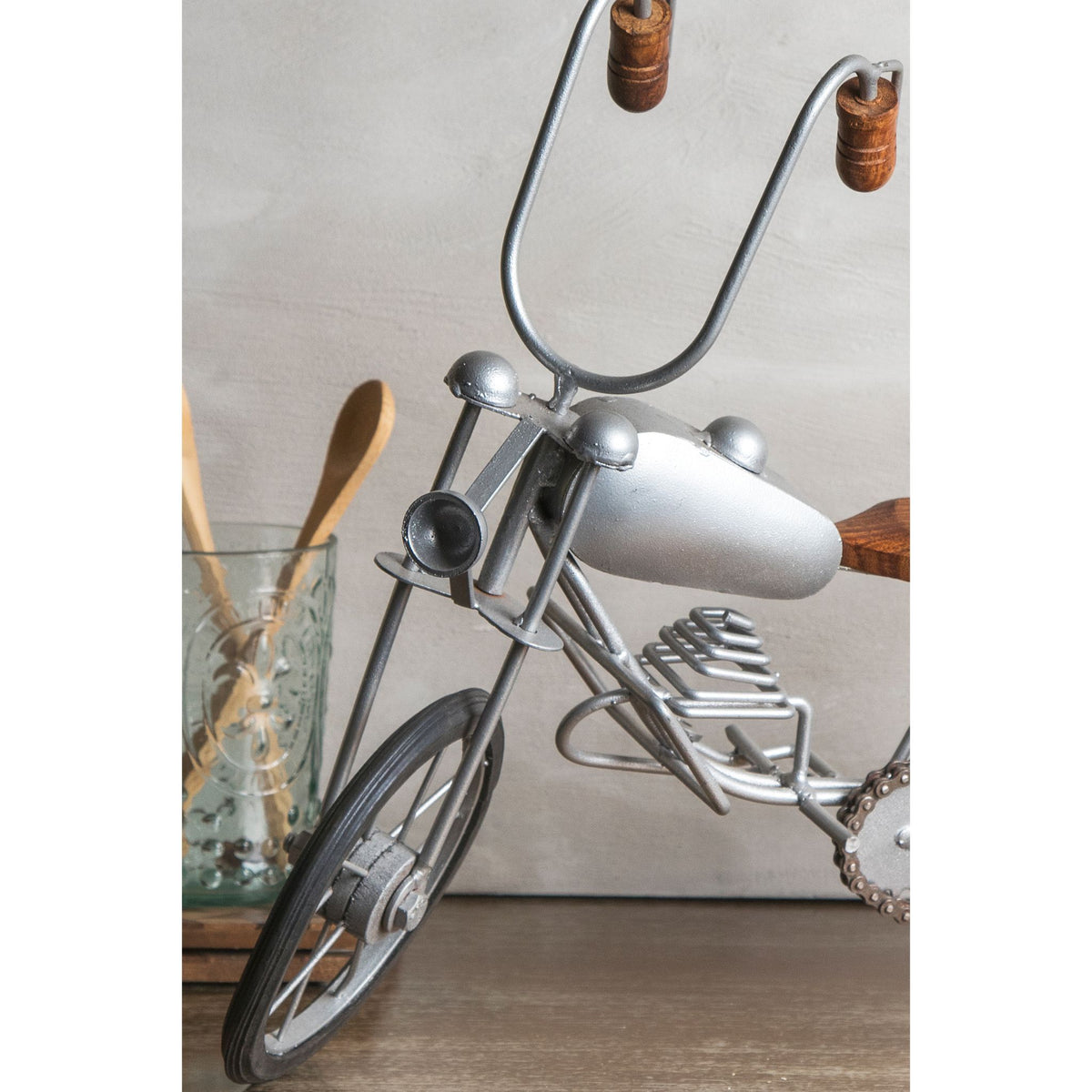Decorative Vintage Large Metal Motorcycle - Silver – The 7 DeKor