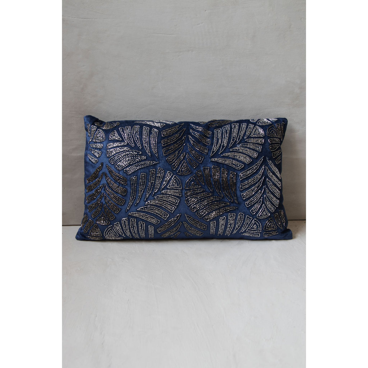 Royal Blue Duck Cushion with Leaf Embellishment(Including Filler) – The ...